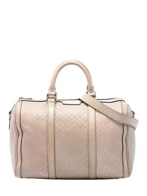 Gucci Embossed Leather Satchel - Brown