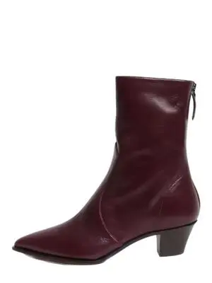 AQUAZZURA Brunswick Leather Ankle Boots - Red