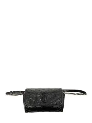 Saint Laurent 2019 Crinkled Calfskin Monogram Niki Belt Bag - Black