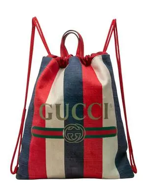 Gucci Sylvie Baiadera Web Drawstring Backpack - Red