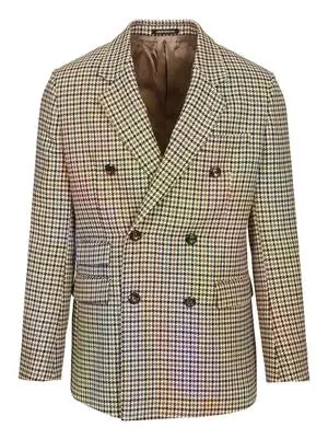 Emporio Armani Double-breasted Houndstooth Blazer - Neutrals