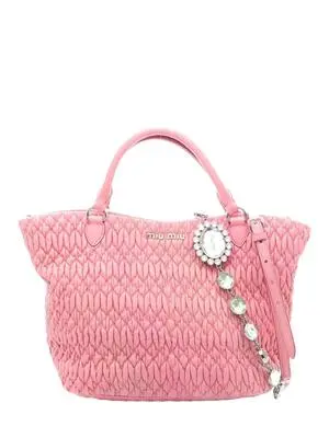 Miu Miu 2010-2026 Matelasse Nappa Crystal Satchel - Pink