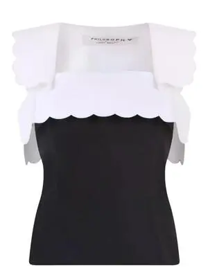 Philosophy Di Lorenzo Serafini Philosophy Di Lorenzo Serafini Scalloped Edge Blouse Black