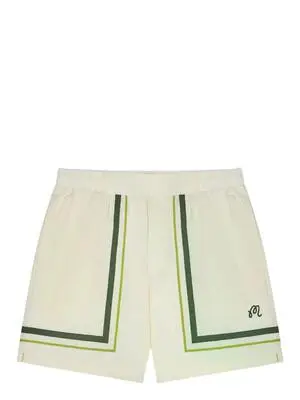 MALBON Cream Side Stripe Embroidered Shorts - Neutrals