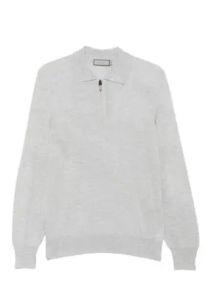 Canali Quarter-zip Knitted Polo Shirt - Grey