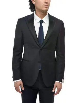 Corneliani Satin Peak-lapel Wool Suit - Blue