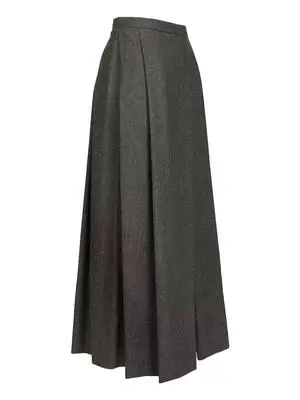 Emporio Armani Pleated Wool-blend Skirt - Grey