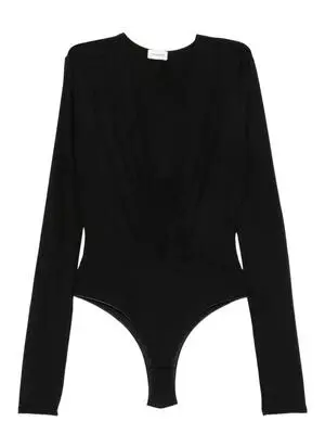 Andamane Zelda Plunging Long-sleeve Bodysuit - Black