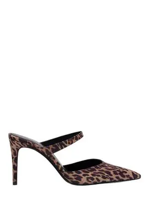 STUART WEITZMAN Leopard Print Pointed Toe Stiletto Mules - Brown