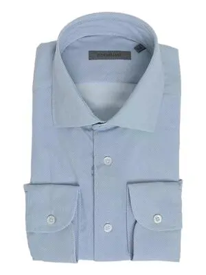 Corneliani Herringbone-pattern Stretch Shirt - Blue