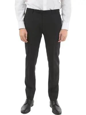Corneliani Flat-front Trousers With Jetted Pockets - Black