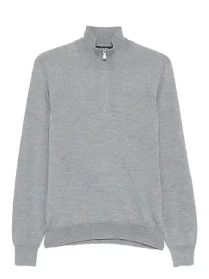 Tagliatore Quarter-zip Knit Sweater - Grey