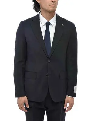 Corneliani Herringbone-pattern Virgin Wool Suit - Black