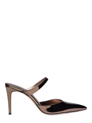 STUART WEITZMAN Metallic Pointed-toe Mules - Brown