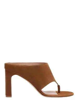 STUART WEITZMAN Babette Thong Slip-on Block Heel Sandals - Brown