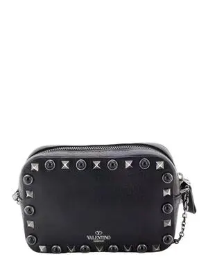 Valentino Garavani Rolling Rockstud Camera Leather Crossbody Bag With Cabochons - Black