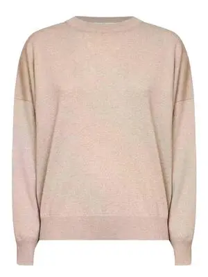 Brunello Cucinelli Cashmere Sweater With Monili Trim - Neutrals