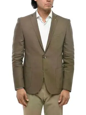 Corneliani Cc Collection Patch-pocket Linen-blend Blazer - Brown