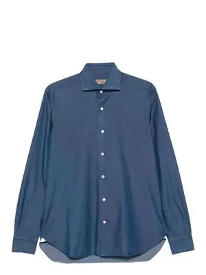 BARBA NAPOLI Cutaway-collar Long-sleeve Shirt - Blue