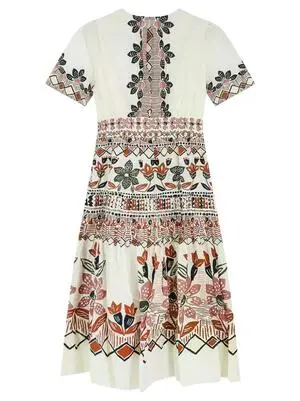 FARM RIO FARM Rio Off-White Rustic Flowers Short Sleeve Maxi Dress