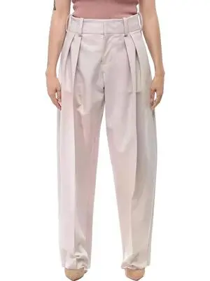 SUPER BLOND Pleated Wide-leg Trousers - Neutrals