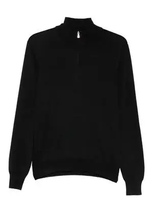 TAGLIATORE Quarter-zip Knitted Polo Shirt