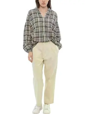 Woolrich Checked V-neck Blouse - Neutrals