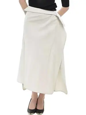 Yohji Yamamoto Asymmetric Jersey Midi Skirt - Neutrals