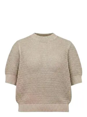 DRYKORN Crochet Knit Short Sleeve Sweater - Neutrals