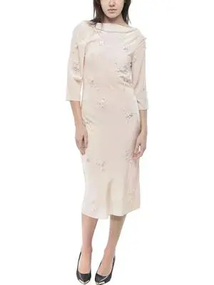 Bernadette Sequin-embellished Faux-pearl Midi Dress - Pink