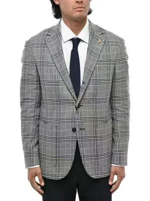 Corneliani Circle Checked Single-breasted Blazer - Grey