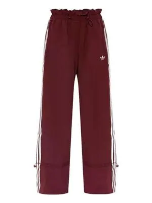 Adidas Burgundy Wide-leg Track Pants With Side Stripe Detailing - Red