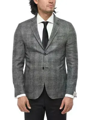 Corneliani Checked Single-breasted Blazer - Grey