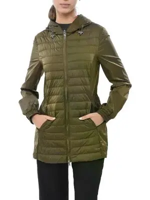 Woolrich Quilted Drawstring Hooded Jacket - Green