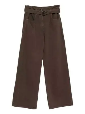 Brunello Cucinelli Belted Wide-leg Trousers - Brown