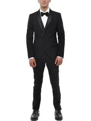 Corneliani Code Satin-lapel Double-breasted Suit - Black