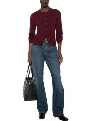ALLUDE Fine Knit Button-up Cardigan - Red
