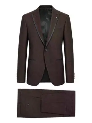LUIGI BIANCHI MANTOVA Contrast-trim Notch-lapel Suit - Brown