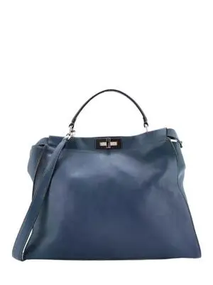 Fendi Peekaboo Rigid Leather Large Satchel - Blue