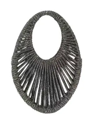 HIBOURAMA Juliet Woven Crystal-embellished Tote Bag - Grey