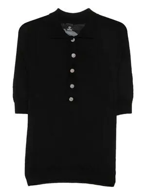 Versace 2000s Medusa Button-up Knit Polo - Black