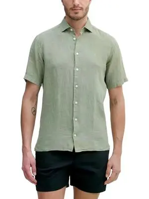 HACKETT LONDON Short-sleeve Logo-embroidered Shirt - Green