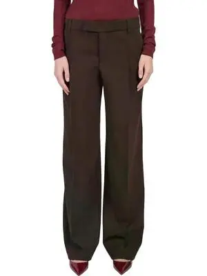 Federica Tosi Wide-leg Pressed-pleat Trousers - Brown