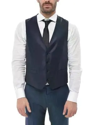 Corneliani Satin-finish Wool Waistcoat - Blue