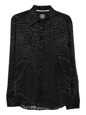 Giorgio Armani 2000s Patterned Long-sleeve Shirt - Black