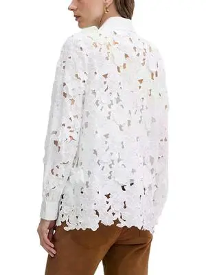 Luisa Spagnoli Balista Floral-lace Shirt With Crystal Embellishments - White