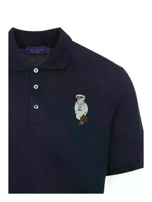 Ralph Lauren Purple Label Bear-embroidered Polo Shirt - Blue