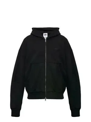 Adidas Premium Essentials Cropped Full-zip Hoodie - Black