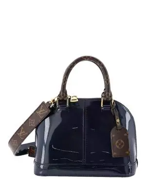 LOUIS VUITTON Alma Handbag Vernis Monogram Canvas Bb Satchel - Blue
