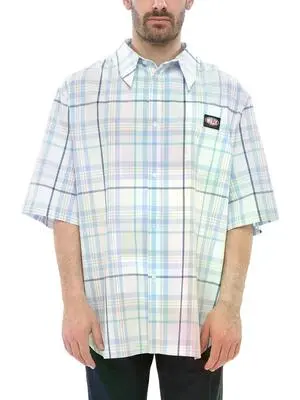 WILLY CHAVARRIA Logo-patch Checked Shirt - Blue